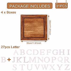 Brown Baby Balloon Boxes with 27 Letters - 4 Pcs Wooden Grain Baby Shower Blocks and A-Z+B Letters Woodland and Teddy Bear Decoration for Baby Shower, Gender Reveal, 1st Birthday Party Backdrop.