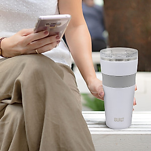 BUILT 24 Ounce Shasta Double Wall Vacuum Insulated Stainless Steel Coffee and Water Tumbler with Easy to Clean Flip to Open Lid