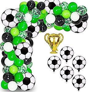 SyceePool Soccer Balloons Arch Garland Kit,111 Pcs Ballon for Soccer Theme Party Decoration,Soccer World Cup Balloons with Dot Glue,Tying Tool,2022 World Cup Decoration