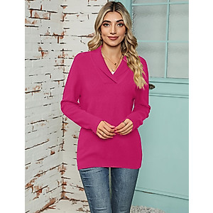 Ivicoer Sweater for Women Collared V Neck Pullover Ladies Knitted Long Sleeve Tops Casual Fall Winter Trendy