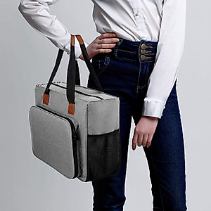 Coopay Embroidery Project Carrying Bag, Multi-pocket Embroidery Kits Storage Bag for Carrying Embroidery Floss, Cross Stitch & Hoops, Waterproof Oxford Fabric, Elegant Black (No Accessories Included)