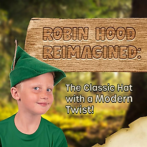 Narwhal Novelties Robin Hood Hat – Green Felt Peter Pan Hat Disney – Fairy Gnome Pinocchio Hat Costume for Kids & Adults – Alpine German Tyrolean Bavarian Hats with Removable Feather