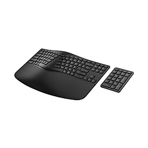 HP 960 Ergonomic Wireless Keyboard - Connect 3 Devices with Bluetooth & Unifying Dongle Connectivity - 20 Programmable Keys, Detached Numeric Keypad - Extra-Large Foam Wrist Rest, Long Battery Life