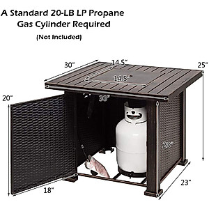HAPPYGRILL Propane Gas Fire Pit Table Outdoor Patio Gas Burner Stove Fire Table, 50,000 BTU Propane Fire Pit Table with Lid
