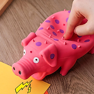 POPLAY Squeaky Latex Grunting Pig, Pink Pig Dog Toy Rubber Squeeze Gift Squeaky Pig for Dog Chew Toy