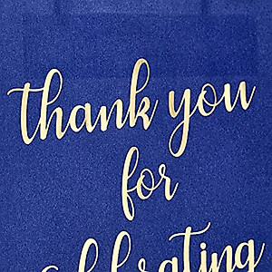 Sparkle and Bash Medium Thank You Gift Bags with 24 White Tissue Paper Sheets (Navy Blue, 24 Pack)