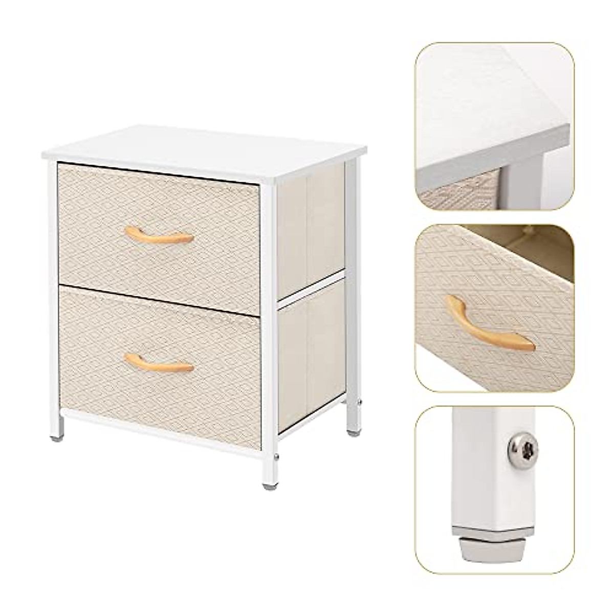 AZL1 Life Concept Storage Dresser Furniture Organizer Unit with 2 Drawers for Bedroom, Hallway, Entryway and Closets, Ivory, 17.7x19.7 inches