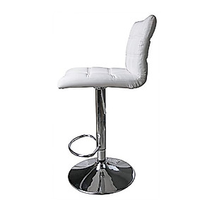 Contemporary Bar Stools Hight Adjustable Seat Hydraulic 360 Degree Swivel Sturdy Steel Frame Quadrate cushion Seat Dining Chair Bar Pub Stool Home Office Furniture - Set of 4 White #1935wht