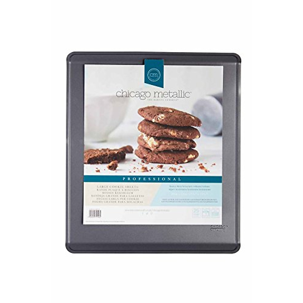 Chicago Metallic Professional Non-Stick Large Cookie Baking Sheet, 40 x 35 cm (15" x 14"), Metal, Grey, 40 x 35 x 1.3 cm