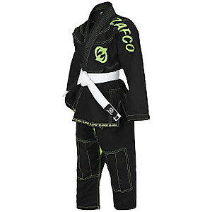 Zafco Sports Brazilian Jiu Jitsu, Kids Jiu Jitsu Gi Children BJJ Gi Grappling Kimonos Lightweight White Belt (Black, K0)