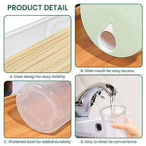 EORTA Plastic Spaghetti Container Noodle Pasta Storage Jar with Locking Lid Clear Dry Food Keeper Canister Cereal Crisper Box, Green