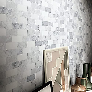 SpeedTiles Pinot Timeless Natural Stone Tiles - Modern Peel & Stick Marble Tiles for Kitchen Backsplash, Interior Walls - 3X Faster Installation with No Mortar, No Grout - Sample