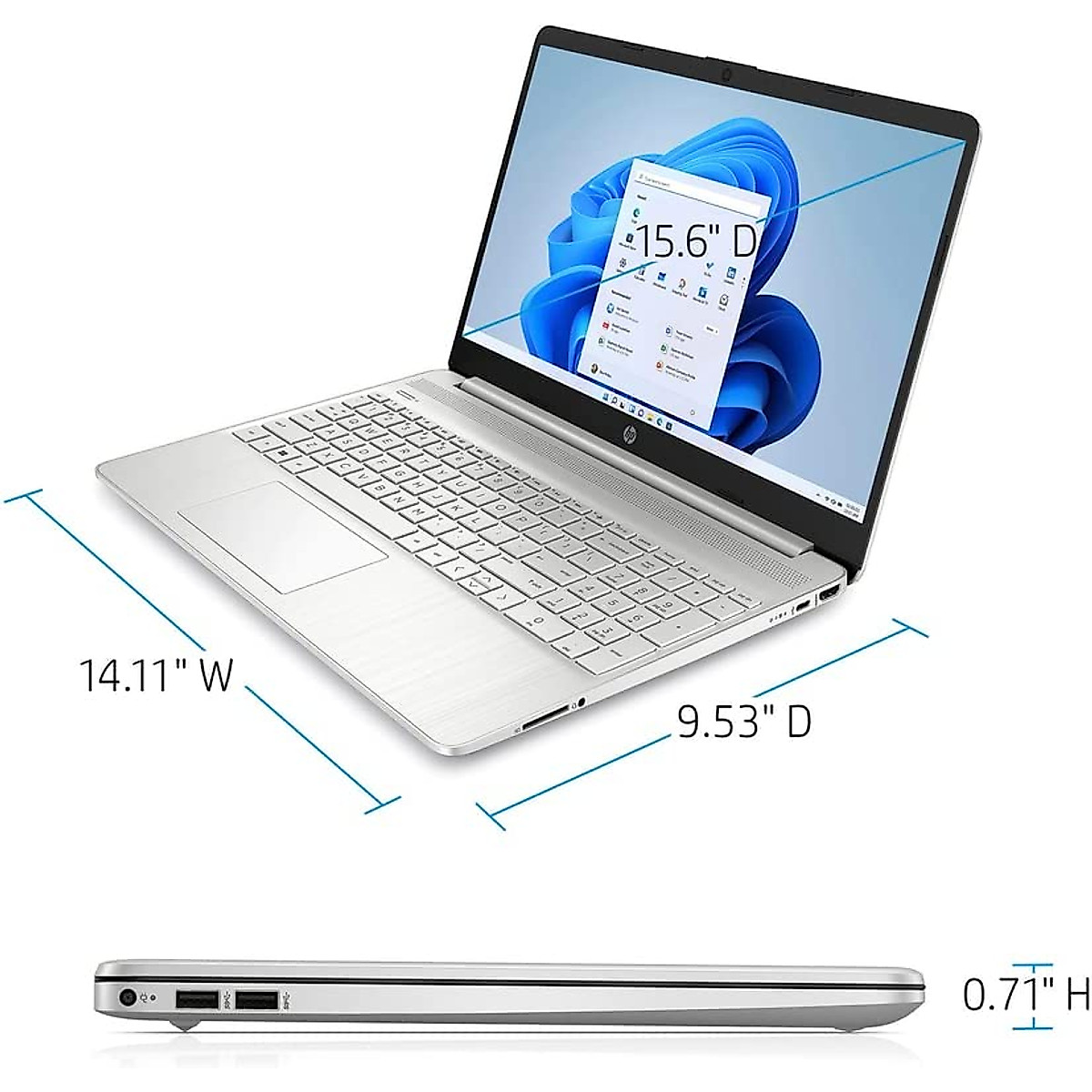HP 2022 15.6" Touchscreen HD Laptop, 11th Generation Intel Core i5-1135G7, 8GB RAM, 512GB PCIe SSD, Intel Iris Xe Graphics Full-Size Keyboard, Natural Silver, Windows 11 S, 32GB USB Card