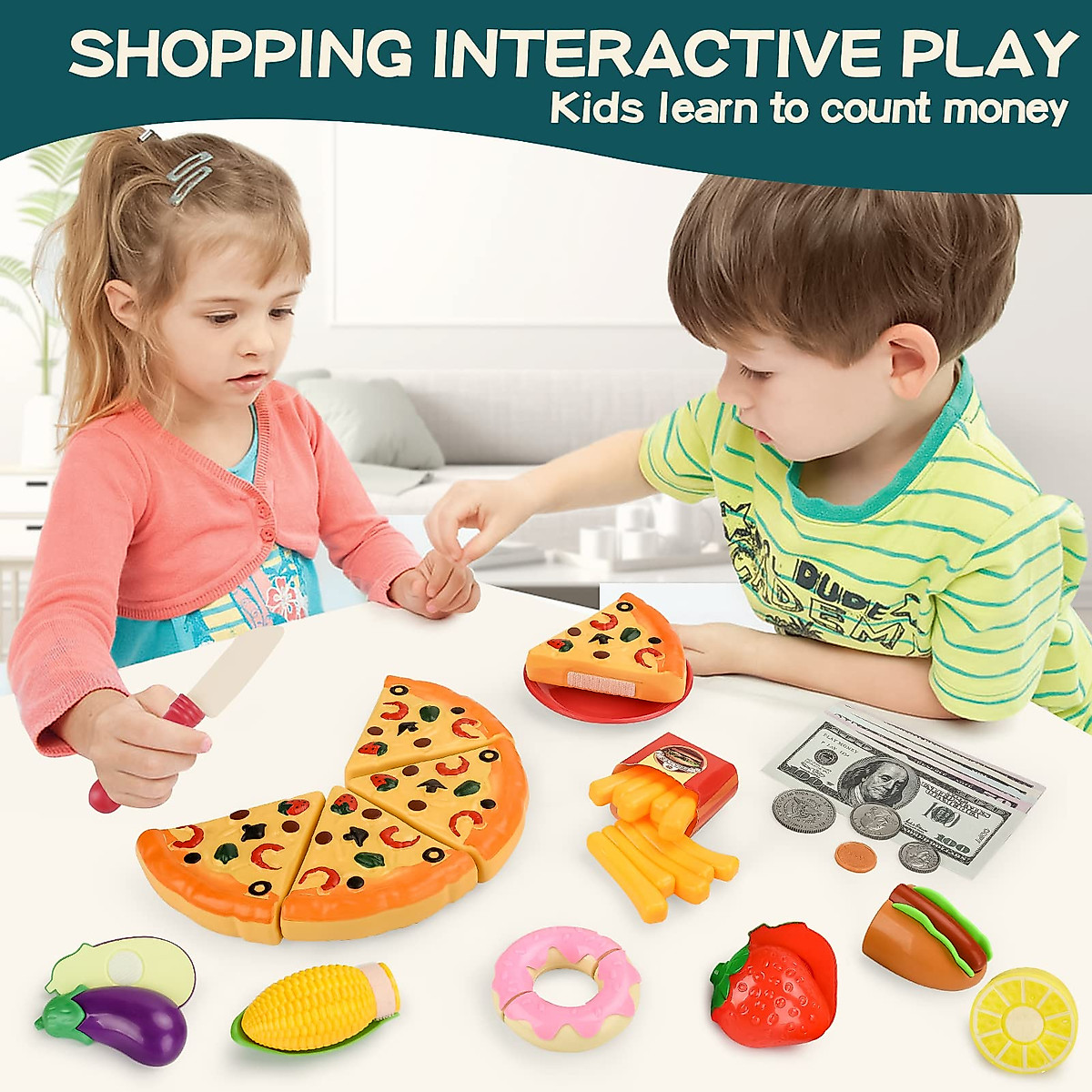Kidsciety Pretend Play Food Sets for Kids Kitchen (97Pcs)