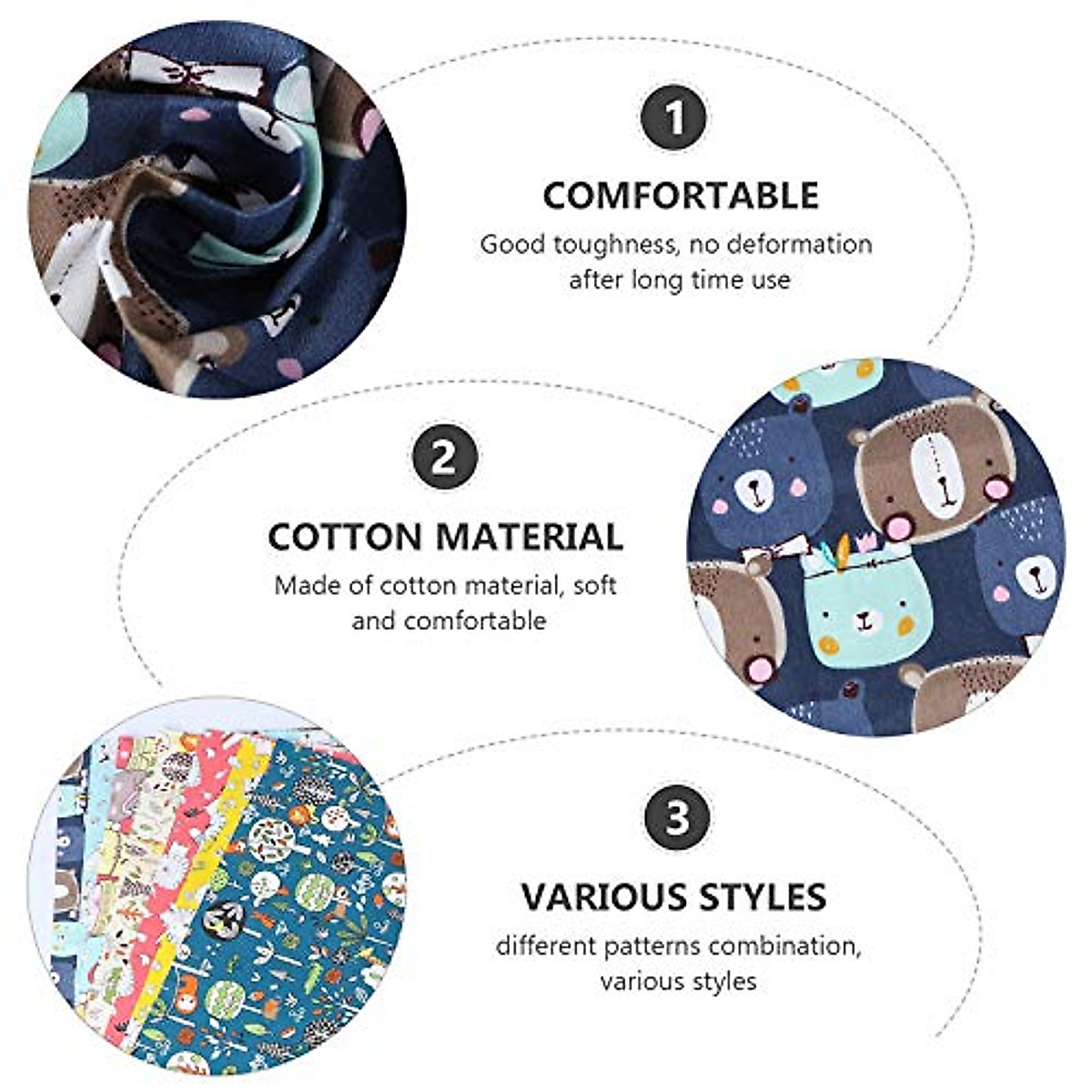 HEALLILY Kids Sheets 7pcs Animal Printed Cotton Fabric Sewing Fabric Squares Quilting DIY Sewing Precut Fabric Sheets Patchwork Quilted Bed Sheets