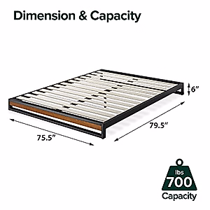 ZINUS GOOD DESIGN Award Winner Suzanne 6 Inch Bamboo and Metal Platforma Bed Frame / No Box Spring Needed / Wood Slat Support, Chestnut Brown, King