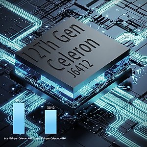 VENOEN Fanless Mini PC Windows 11, 12th Gen Celeron J6412, 8GB DDR4 RAM, 256GB SSD, 2.5inch SATA, Dual HD-MI, DP, 3-Display, 2* DB9 COM, 2* RJ45 LAN, Mini PCI E WiFi, BT, Small Computer, Low Power