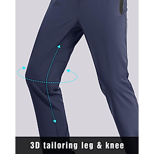 BIYLACLESEN Mens Sweatpants with Pockets Joggers for Men Sweat Pants Hiking Waterproof Pants Quick Dry Athletic Track Workout Pants Dark Blue 38