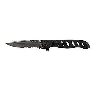 Gerber Gear EVO Knife, Serrated Edge, Titanium Coated [22-41432],Black