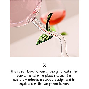 HEEPDD Rose Flower Cocktail Glass Durable for Parties and Bars High Borosilicate Glass Wine Cup (280ml Transparent 1 pc)