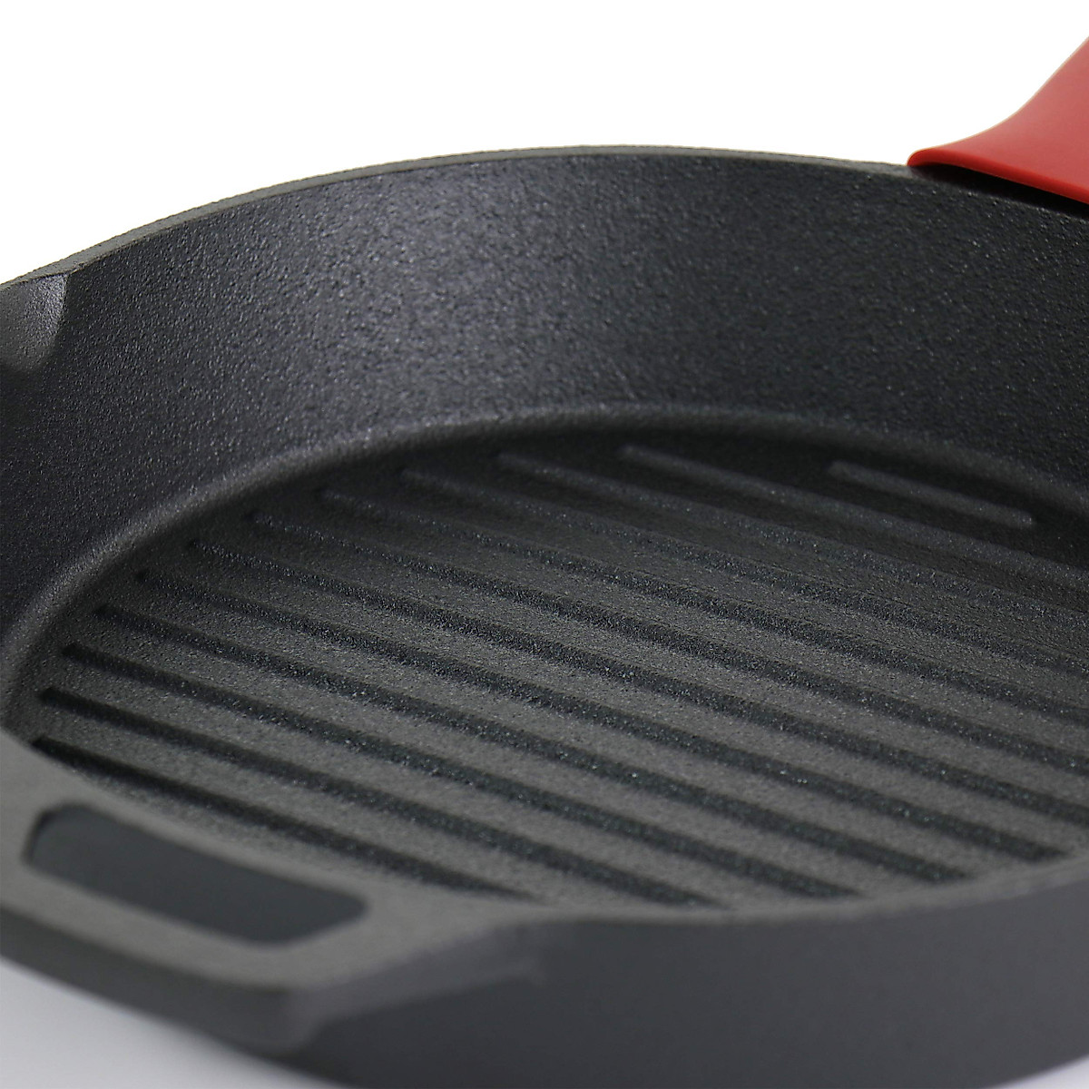MegaChef Skillet, Pan, and Griddle Pre-Seasoned Cast Iron Cookware Set, 6 Piece, Black, Red