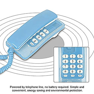 Bewinner Wired Corded Phone, Landline Phone Without Caller ID Display, Desktop Wall Phone for Home with Flash Function/Mute/Last Number Redial(Blue)