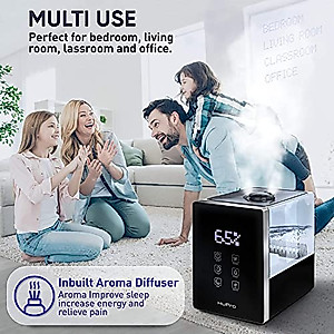 Top Fill Cool Mist & Warm Mist Humidifier for Large Room Home Bedroom Living Room 6L Big Capacity, Air Ultrasonic Humidifiers with Essential Oil Diffuser, Quiet for Baby, Good for Asthma and Allergies