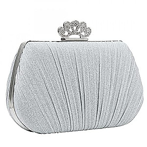 Evening Clutch Bag, Elegant Clutch Purses for Women Wedding Cocktail Party Handbag Clutch Wallets (Silver)