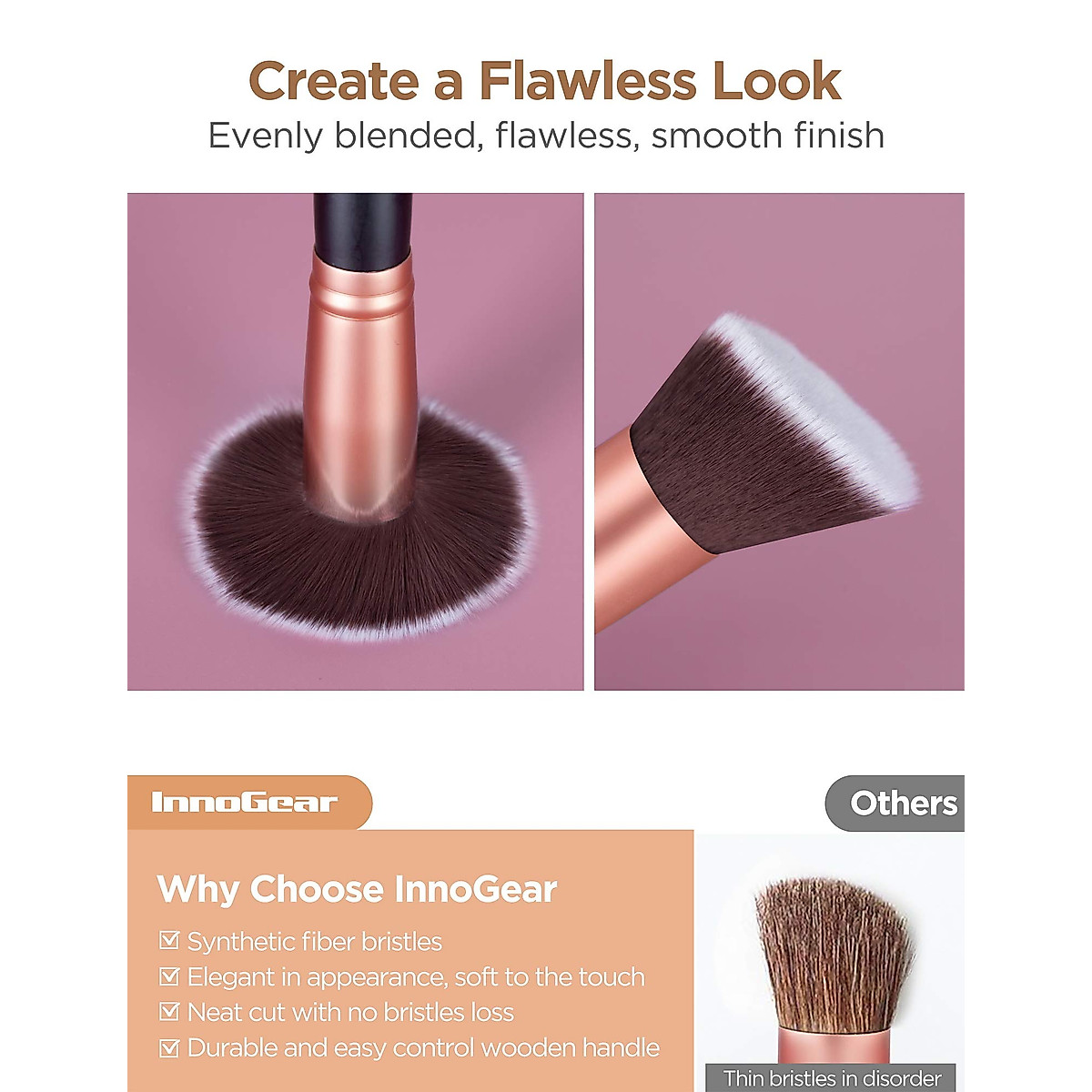 InnoGear Professional Makeup Brushes Set, 16 Piece with 16 Makeup Brushes and Sponges and Brush Cleaner, Black Golden