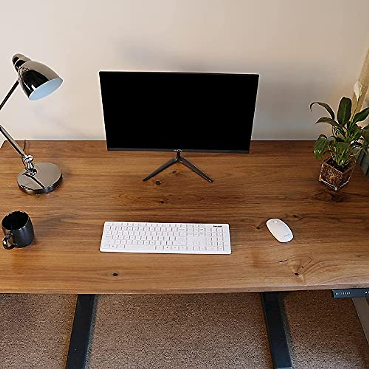 WOODCN Home Office Desk Handmade Rustic Style Workstation Computer Desk Solid Walnut Wood Veneer with Metal Modern Simple Study Writing Desks (58x28 Inch, Only Table Top)