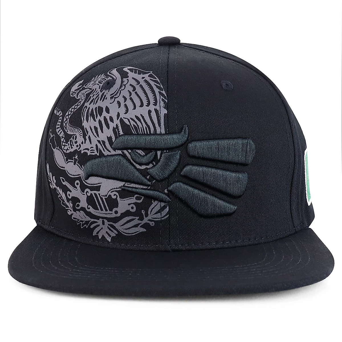 Trendy Apparel Shop Hecho En Mexico Eagle 3D Embroidered Flat Bill Snapback Cap - Black Black