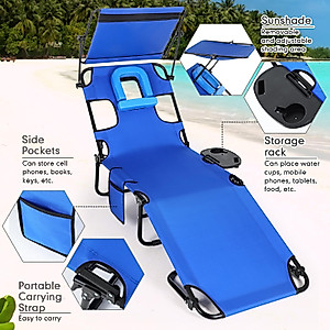 Menkxi Tanning Chair with Face Hole, Heavy Duty Folding Chaise Lounge Chair Supports 551LBS Weight Portable Lay Flat Chair with Arm Hole for Beach Camping Patio Pool Sunbathing Reading(75 Inches)