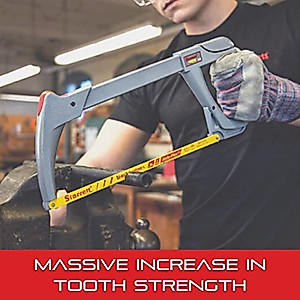 Starrett Bi-Metal Unique HSS Safe-Flex Hand Hacksaw Blade - Ideal for Contractors and Tradesmen - 12" Length, 1/2" Width, 0.024" Thickness, 24 TPI, 10-Pack - KBS1224-10