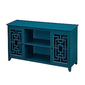 LKTART 60'' Modern Wood Buffet Sideboard Storage Cabinet with 2 Doors and Open Shelves Sideboard Entry Console Table for Living Room Dining Room Kitchen Hallway