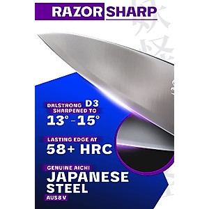 DALSTRONG Knife Block Set - 6-Piece - Magnetic Knife Stand - Phantom Series - Japanese High-Carbon AUS8 Steel - Knife Kitchen Set - Pakkawood Handle