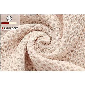 ANEWAY Kitchen Towels 100% Cotton Waffle Weave Dish Towel for Cleaning Drying Dishes Extra Absorbent and Soft, Dish Cloth,13 x 28 in(Beige-4 Pack)