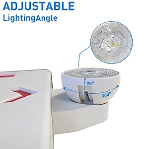 Exit Sign with Emergency Lights, Red Double-Face Exit Light with 90-Min Backup Battery, Universal Mount, Fire-Resistant ABS Housing, UL Listed, 120-277V (UL 94V-0 Rated)