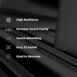 LIGHTDESIRE 12 Pack Self-Adhesive Sound Proof Foam Panels,12 X 12 X 2 inches Acoustic Foam,High Resilience Sound Proofing Padding for Wall,Sound Absorbing Panels Suitable for Home,Studio,Black