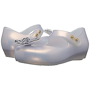 Mini Melissa Girls' Mini Ultragirl Fly Mary Jane Flat, Silver Pearl, 5 Regular US Toddler