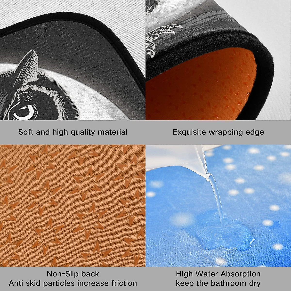 ALAZA Owl and Moon at Night Kitchen Rug Set, 2 Piece Set, Non-Slip Floor Mat for Living Room Bedroom Dorm Home Decor, 19.7 x 27.6 Inch + 19.7 x 47.2 Inch