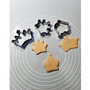 Crown Cookie Cutter Set of 3 pcs, Stainless Steel Princess Crown Shaped Fondant Cutters Baking Molds
