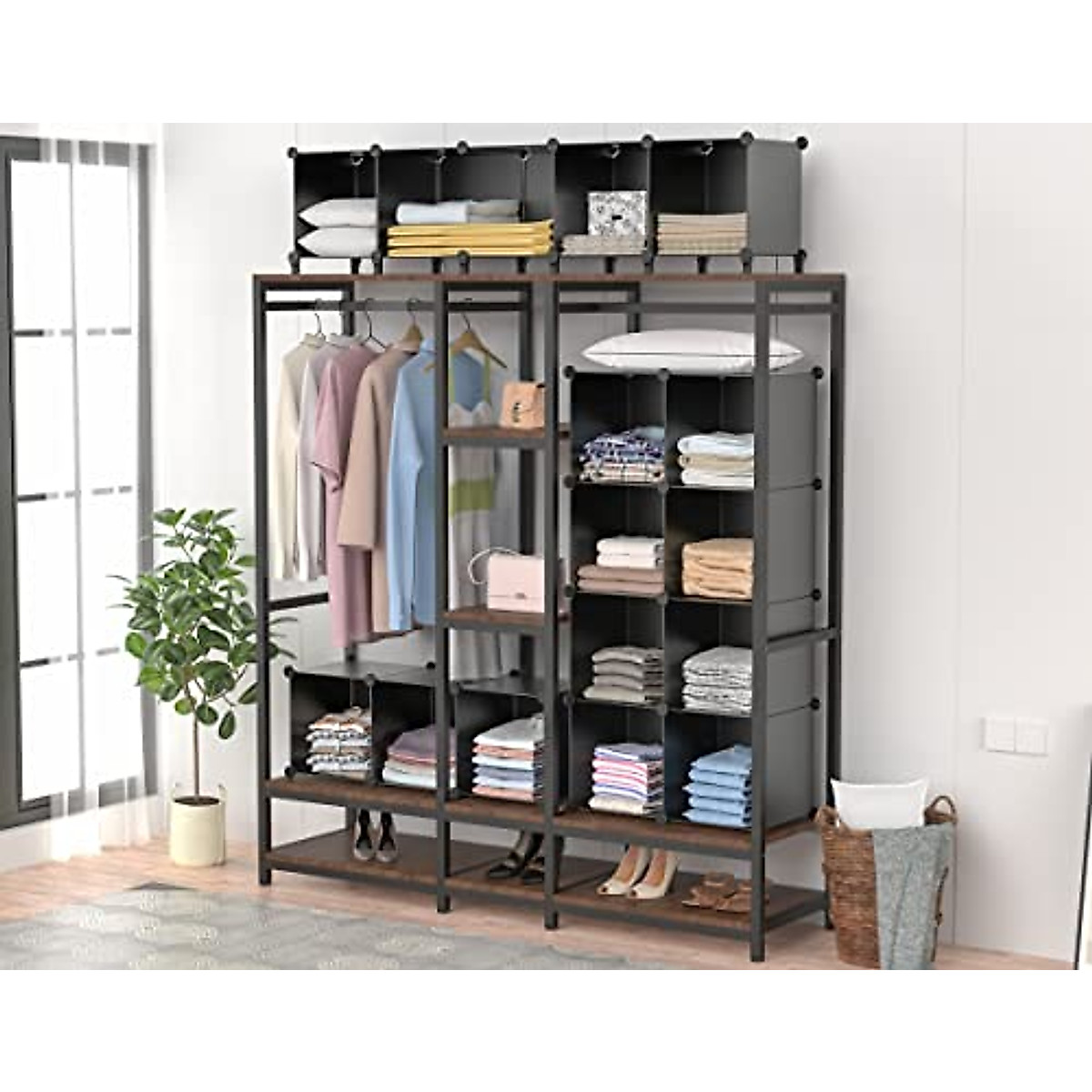 Closet Organizer, 12-cube Closet Organizers and Storage, Portable Closet Storage Shelves, Clothing Storage for Kids, Closet, Bedroom, Bathroom, Office (11.8x11.8x11.8 inch), Black