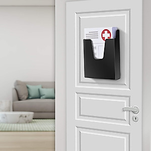 Acrimet Pocket File Holder Vertical Design Brochure Display (for Wall Mount or Countertop Use) (Removable Supports Included) (Letter Size) (Black Color)