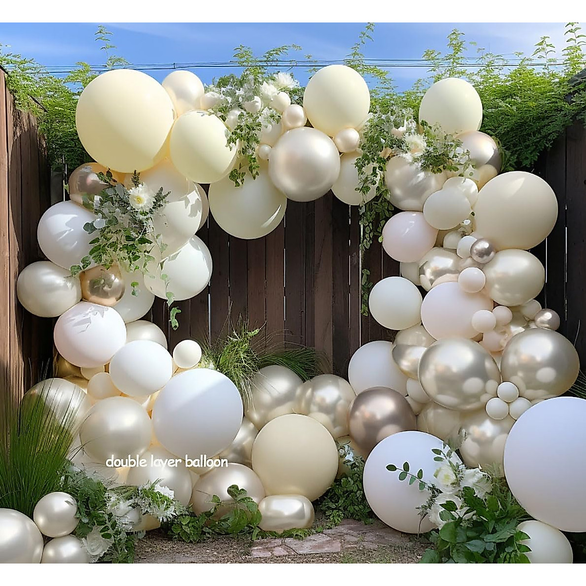 Pearl White Balloon Garland - Double Stuffed Pearl Cream Beige Balloons Pastel Sand White Ivory Matte Balloons Neutral Blush Nude White Arch Kit for Baptism Wedding Baby Shower Birthday Party Decor