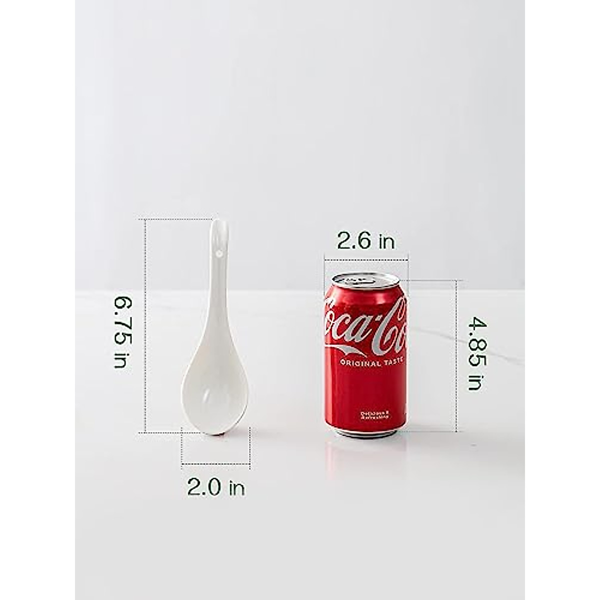 DOWAN Soup Spoons, Ceramic Chinese Soup Spoons, Asian Soup Spoons, White Japanese Spoon Large for Ramen Pho Wonton Dumpling Miso, Deep Oval Hook Design, Set of 6