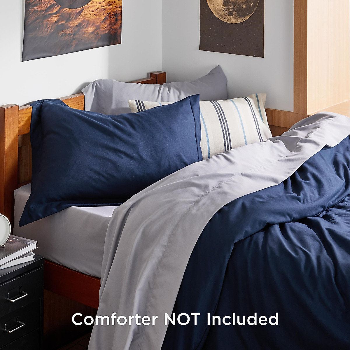 Bedsure Duvet Cover Twin/Twin XL Size - Soft Double Brushed Bedding Set for Kids & Adults, Zipper Closure, 2 Pieces, Includes 1 Duvet Cover (68"x90") & 1 Pillow Sham, NO Comforter, Navy Blue