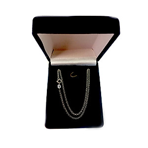 Jewelry Affairs 10k White Real Gold Round Rolo Link Chain Necklace, 1.9mm, 20"