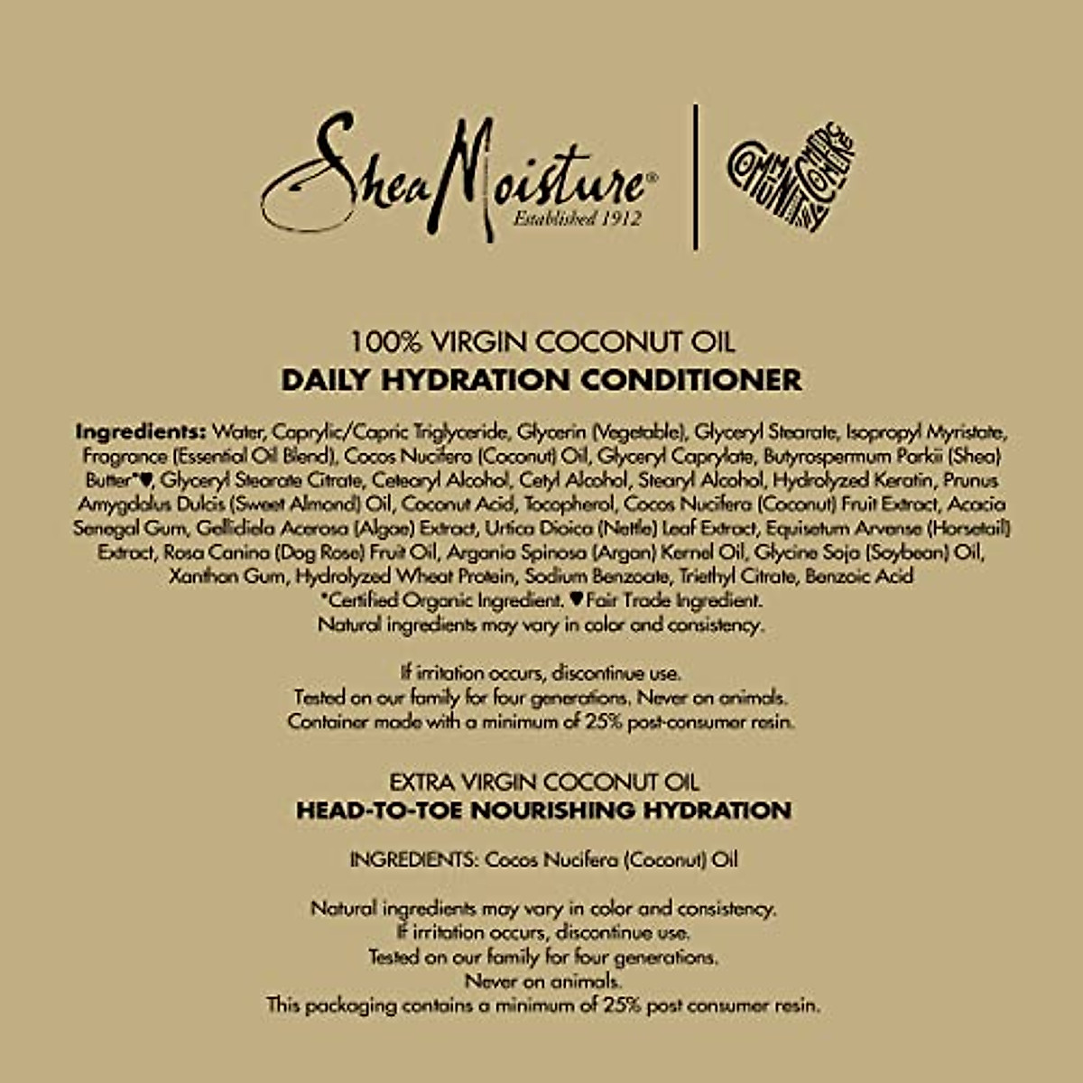 SheaMoisture 100 percent Extra Virgin Coconut Oil Moisturizer and Leave-In Conditioner for Head-to-Toe Pampering Nourishing Hydration Skin and Hair Care with No Sulfates 2 count