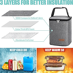 Baby Bottle Bag Insulated Breastmilk Cooler Bag with Ice Pack, Reusable Baby Bottle Tote Bag for up to 6 Bottles 4 Large 9Oz Bottles, Freezer Lunch Bag, Perfect for Daycare or Back to Work Nursing Mom