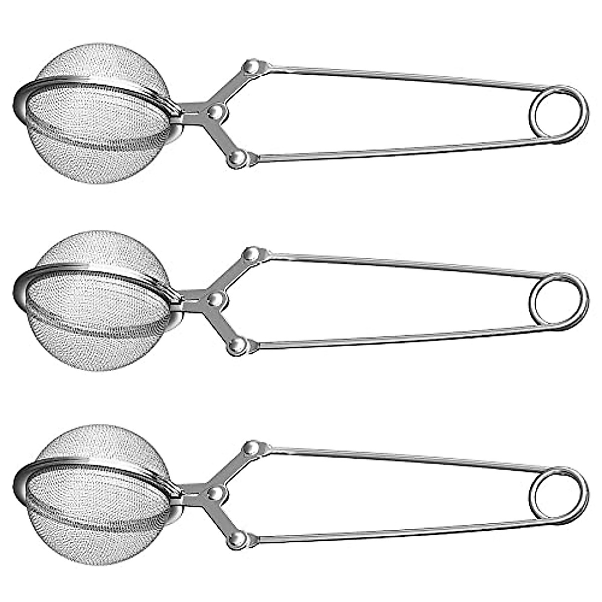 Snap Ball Tea Strainer 3 Pack Tea Infuser with Handle Tea Mesh Infuser Snap Ball Strainer Steep Loose Leaf Tea Infuser Fine Mesh Ball Tea Filter Strainer for Spices and Seasonings